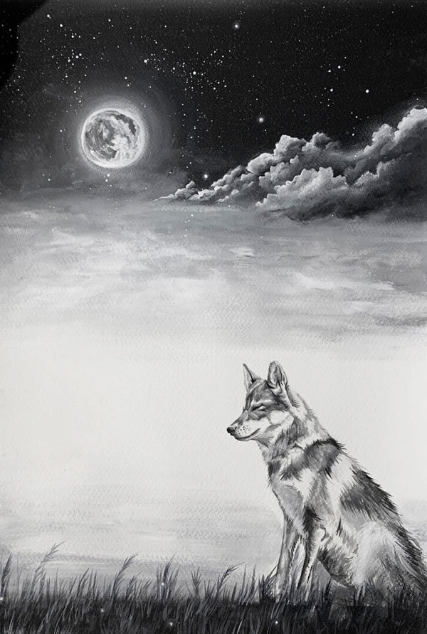 Wolf & Moon Art Print – Teri Cottrell Art